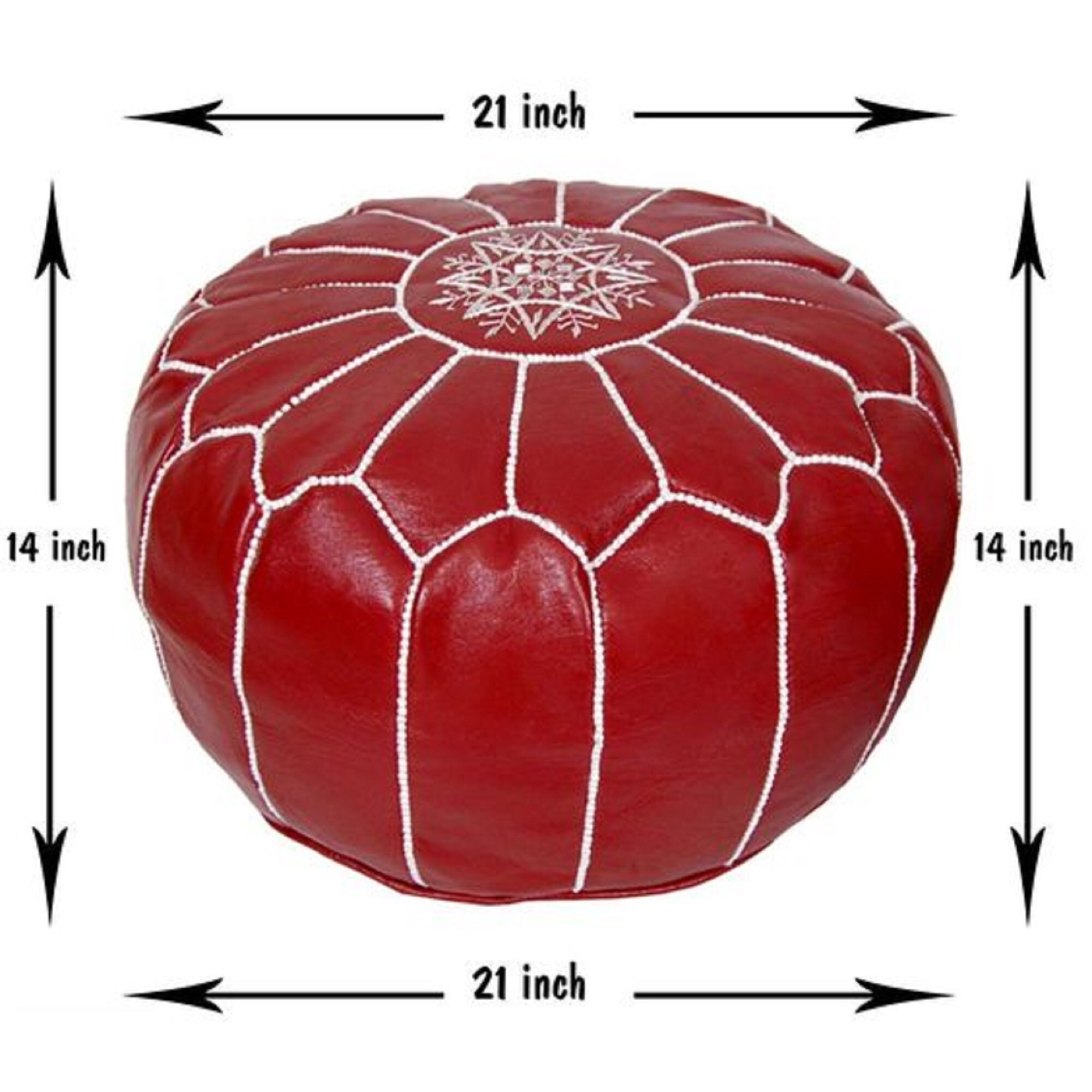 Red Moroccan Leather Pouf - Moroccan Furniture - Kilim Leather Pouf ...