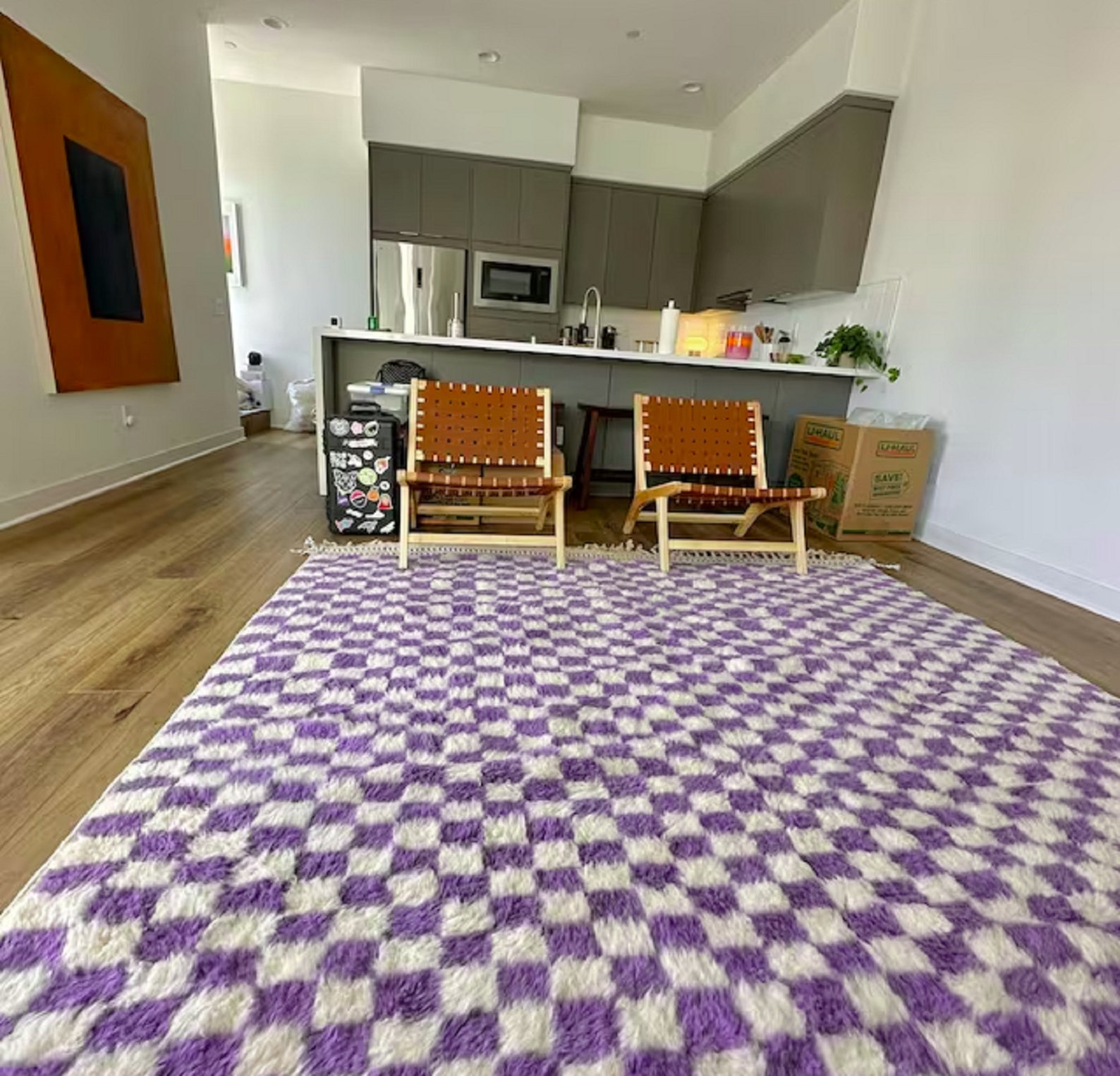 Velvet Checkered Rug, Checkered Area Rug, Handwoven Wool Rug, Tribal ...