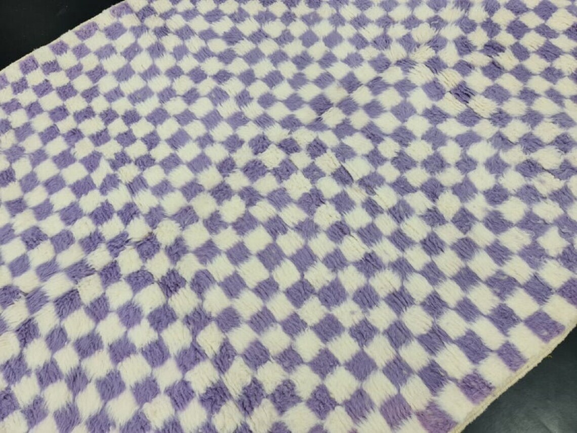 Velvet Checkered Rug, Checkered Area Rug, Handwoven Wool Rug, Tribal ...