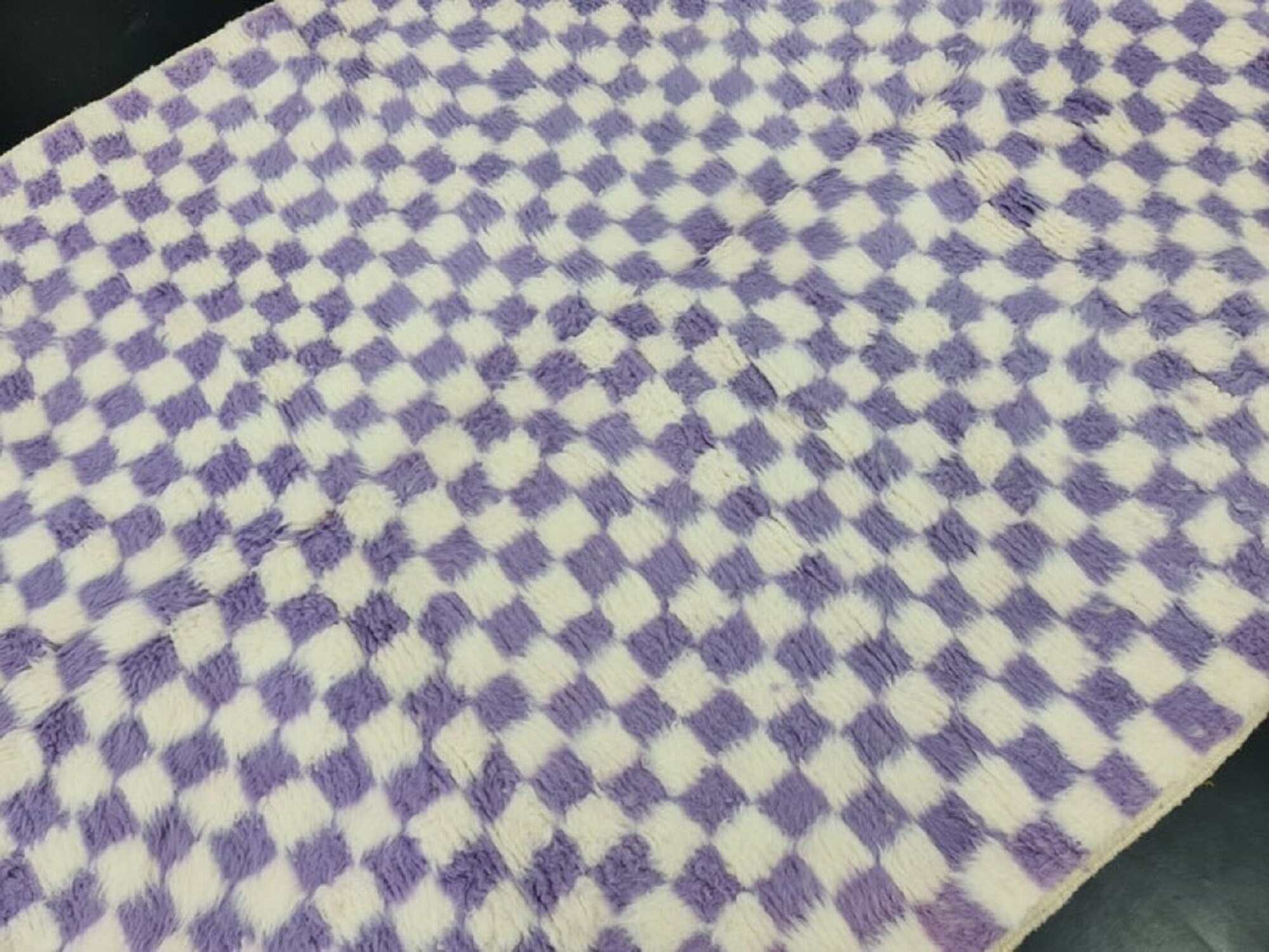 Velvet Checkered Rug, Checkered Area Rug, Handwoven Wool Rug, Tribal ...