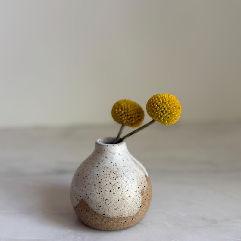 White Speckle Bud Vase - Etsy