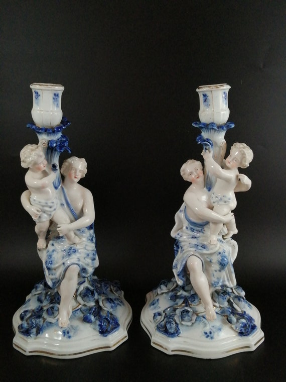 Pair of Antique Porcelain Candlesticks of the Highest - Etsy
