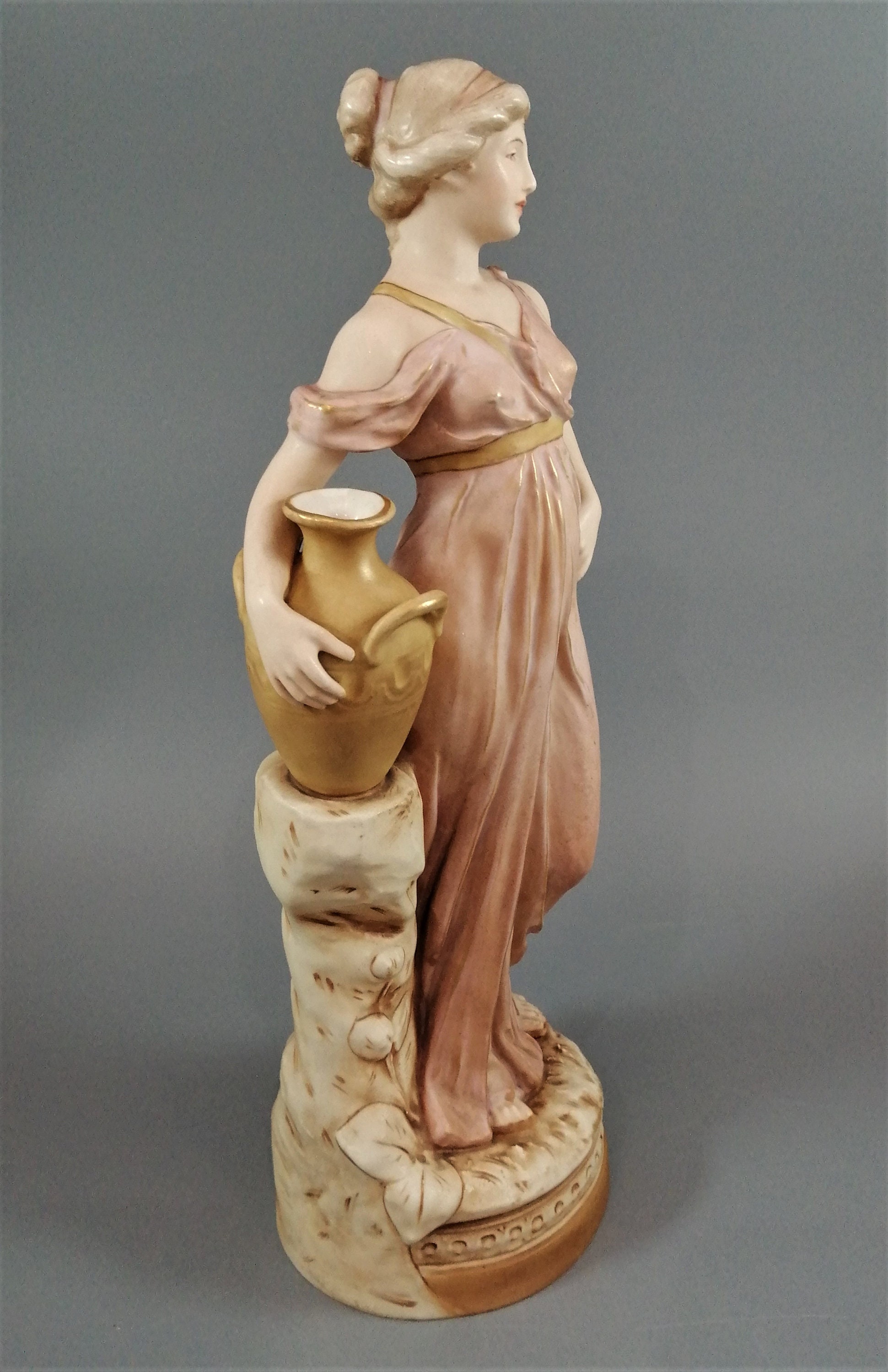 Beautiful Antique Royal Dux Porcelain Figurine Depicting a Lady Holding ...