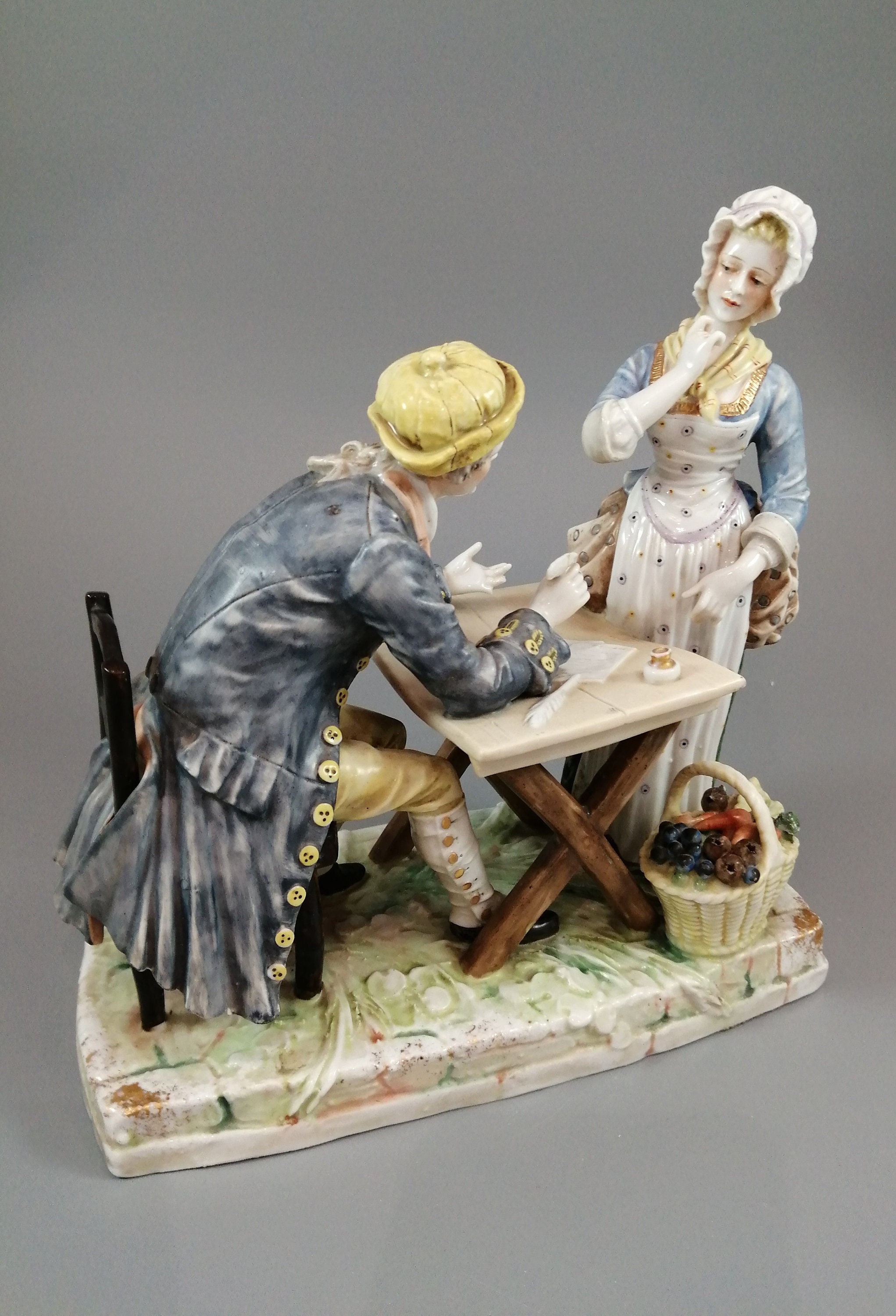Antique Porcelain Figurine Ackermann & Fritze Volkstedt village Clerk ...