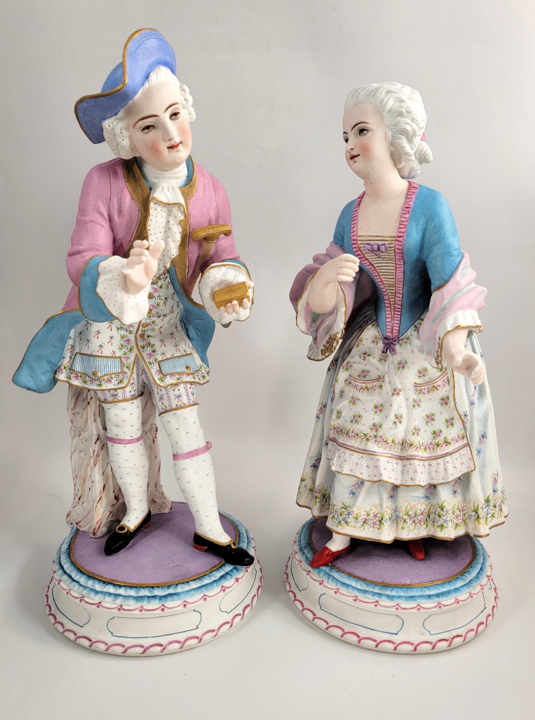 Large Antique French Biscuit Porcelain Figures, CHANTILLY Mark, Vion ...