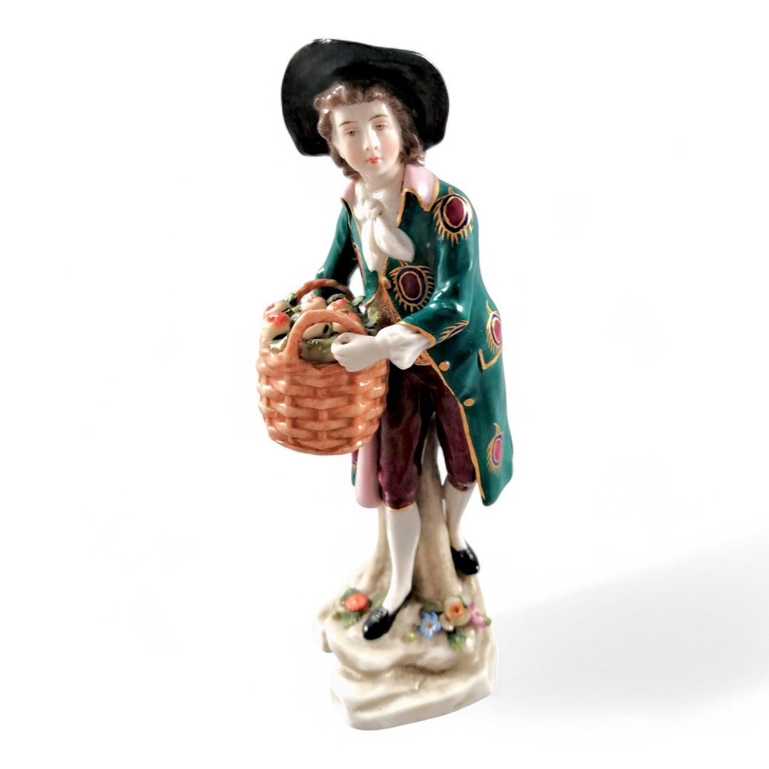 Antique Samson Porcelain Figurine: Young Man With Apple Basket, 19th ...