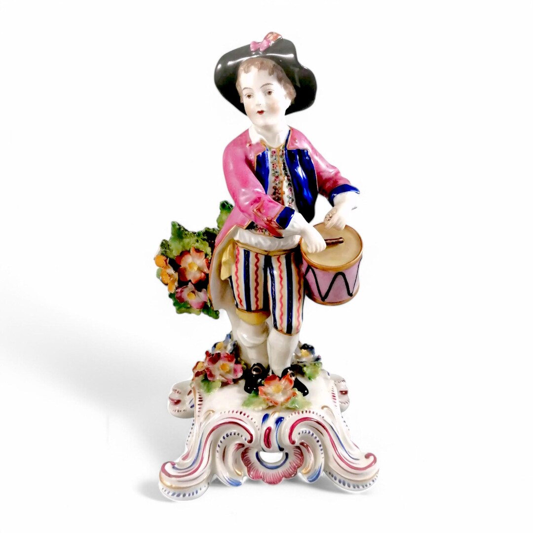 Rare Bow Porcelain Boy Drummer Figurine: English Pastel Decor, C. 1744 ...