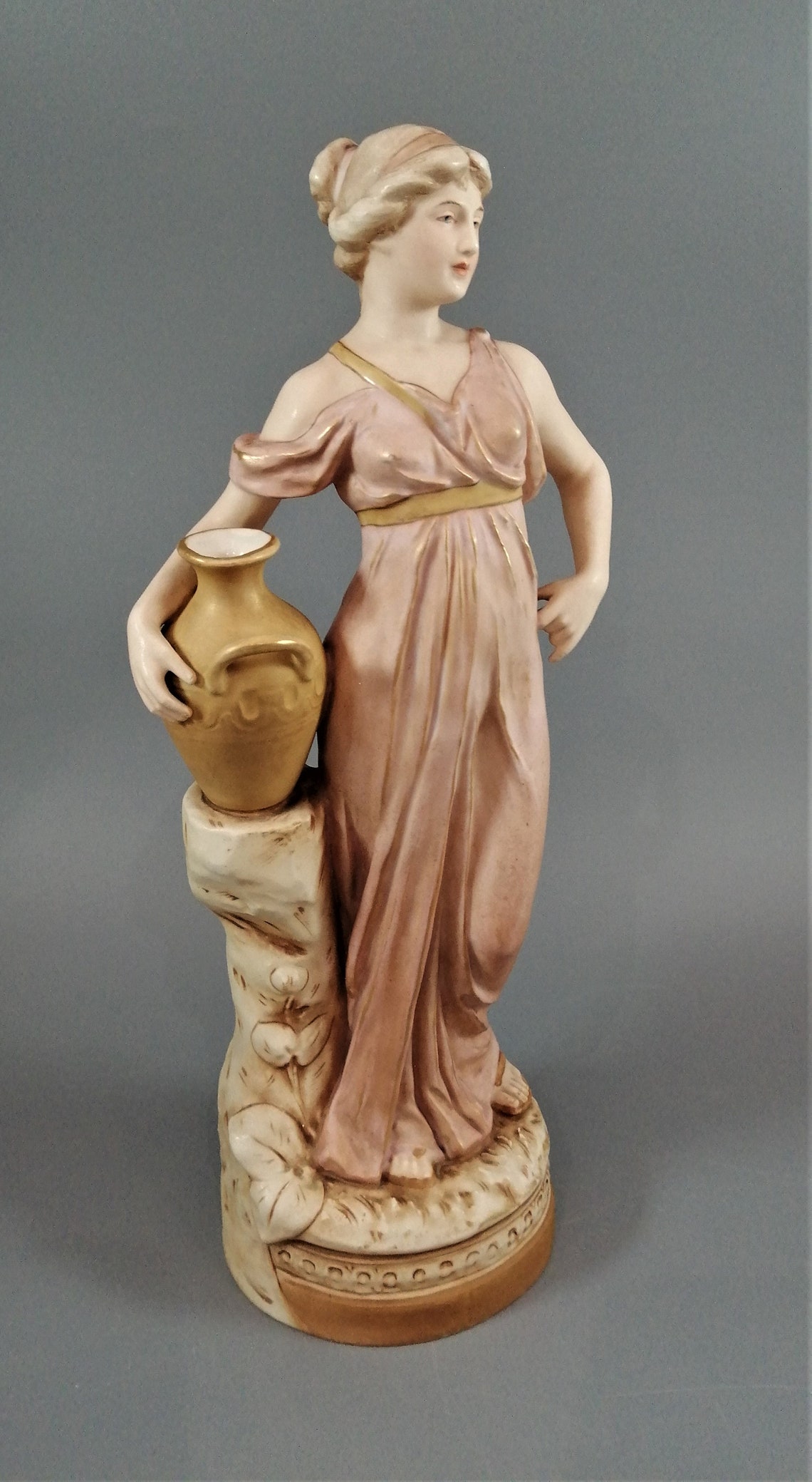Beautiful Antique Royal Dux Porcelain Figurine Depicting a Lady Holding ...