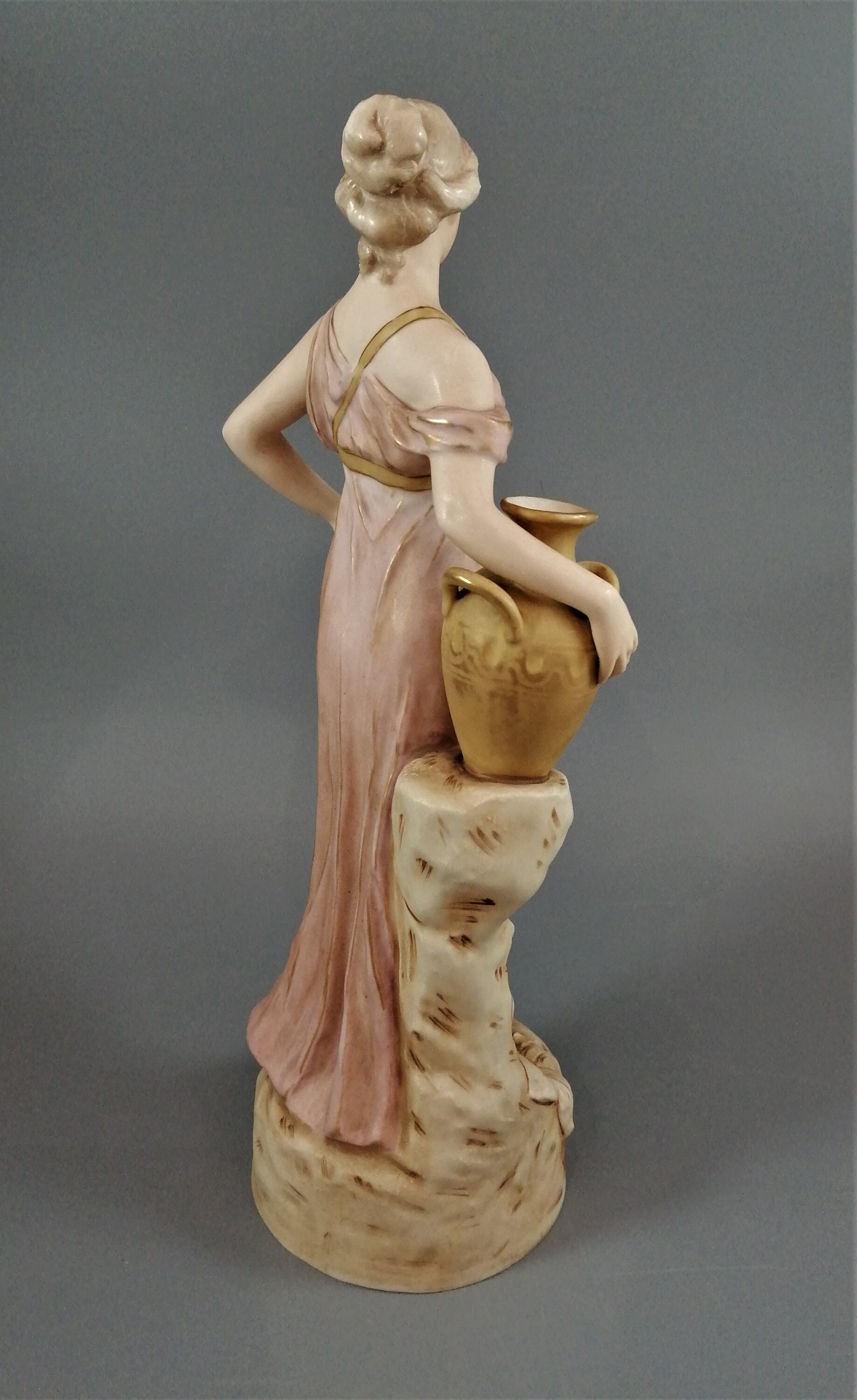Beautiful Antique Royal Dux Porcelain Figurine Depicting a Lady Holding ...