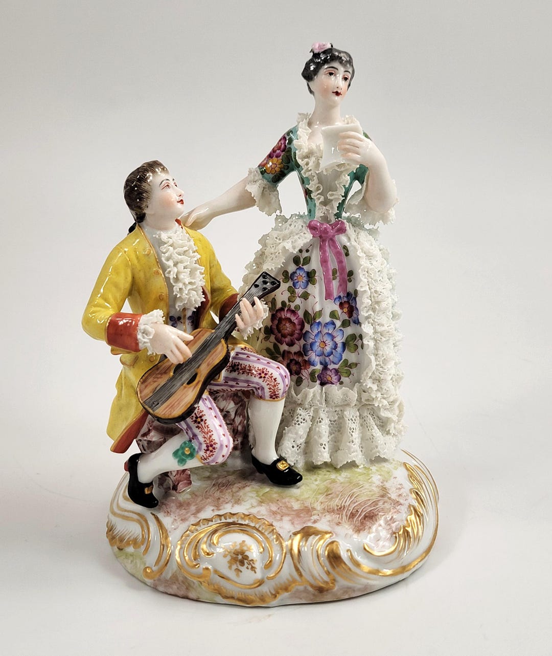 Bourdois & Bloch Paris Biscuit-lace Porcelain Group “duo” Singer and ...