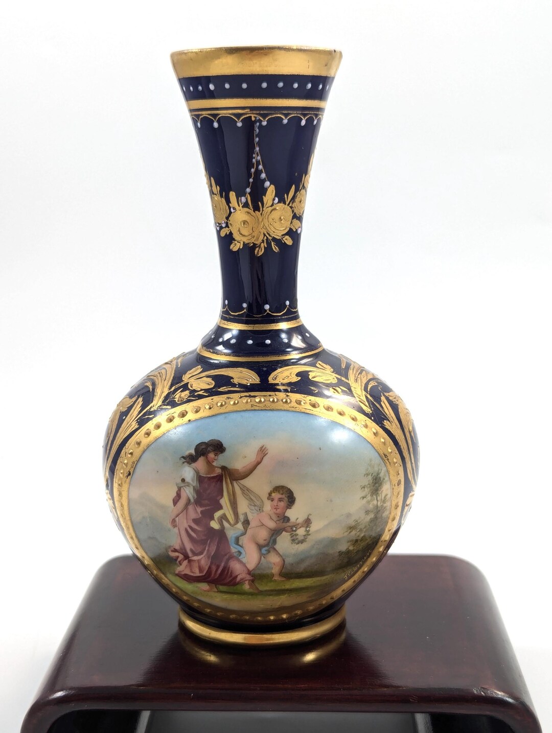 Antique Beehive Royal Vienna Porcelain Cobalt Blue Vase, C. 1820-1827 ...