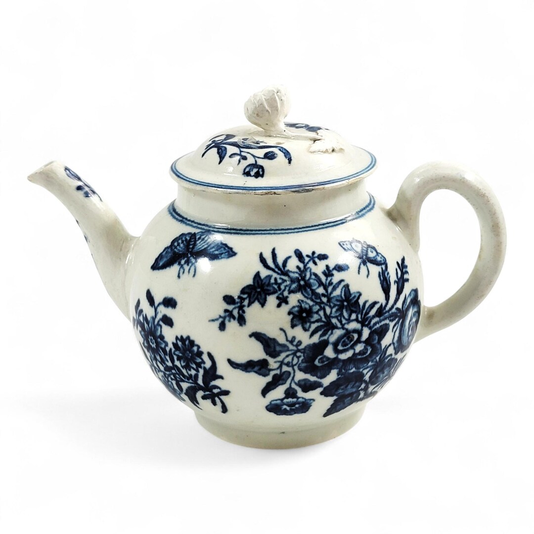 First Period Worcester Porcelain Teapot, Fence Pattern, C.1760, Blue ...