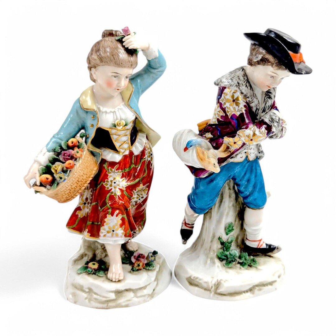 Samson Porcelain "seasons" Antique Figurines Pair, Summer & Winter ...