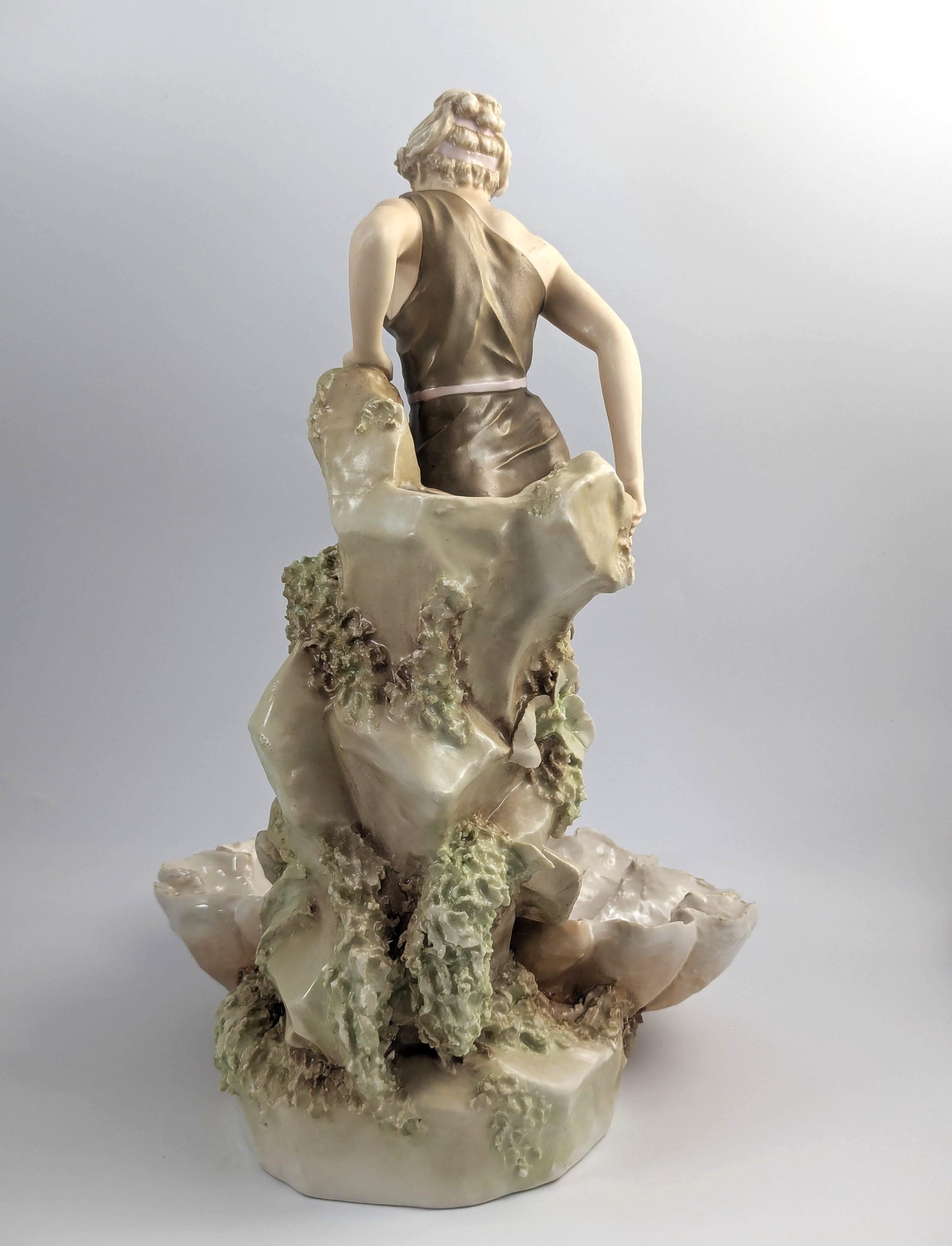 Royal Dux Art Nouveau Porcelain Figurine: Female Bather Clam Shell ...