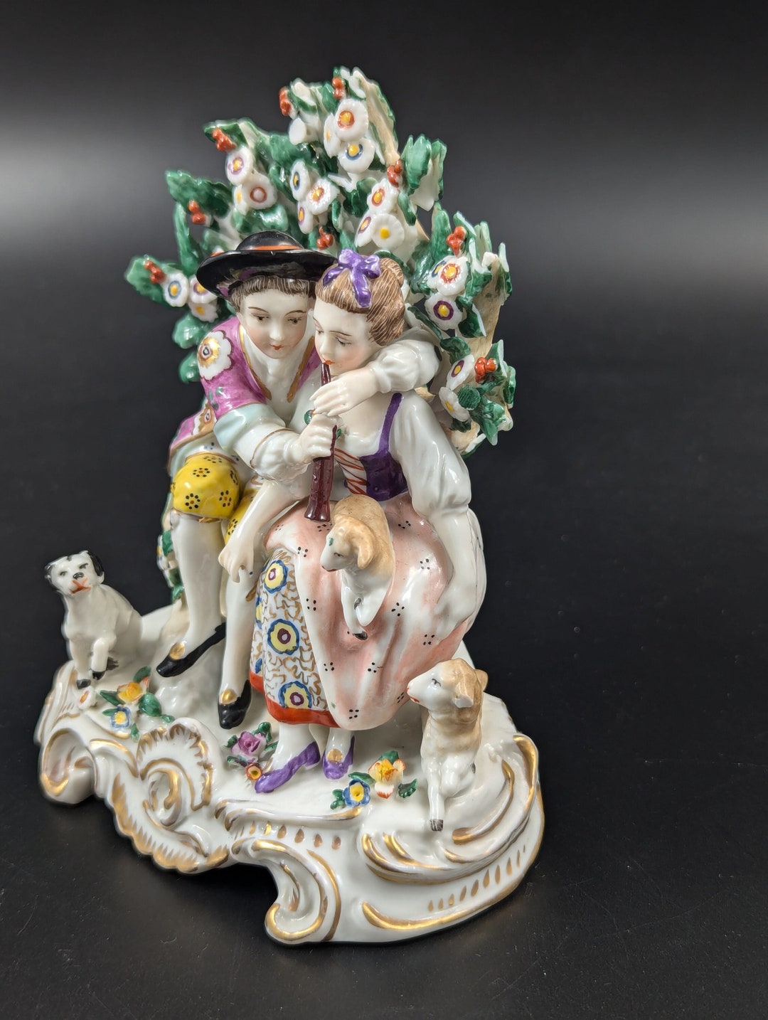 Antique Samson Style Porcelain Figurine “music Lesson”, 19th Century ...