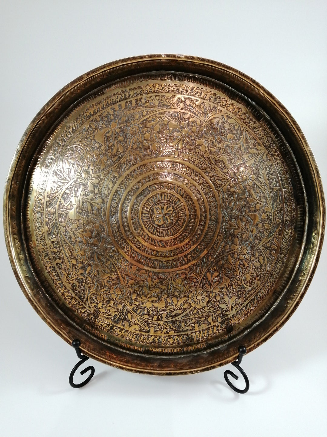 Antique Benares Brass Tray, Made in India in the 19th Century - Etsy