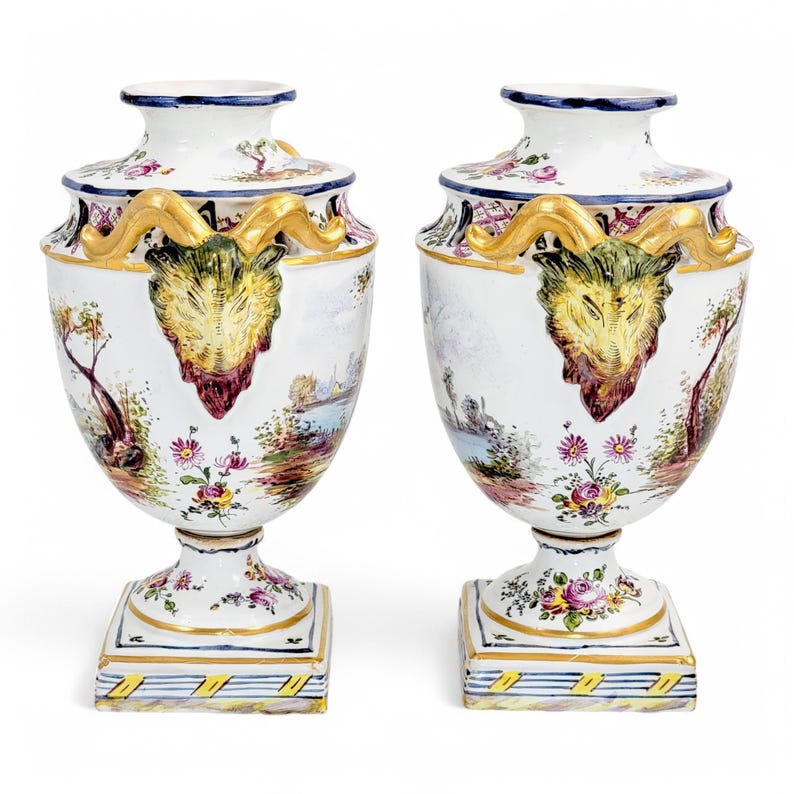 Rare Veuve Perrin Faience Urns: 18th Century French Pastoral Decor - Etsy