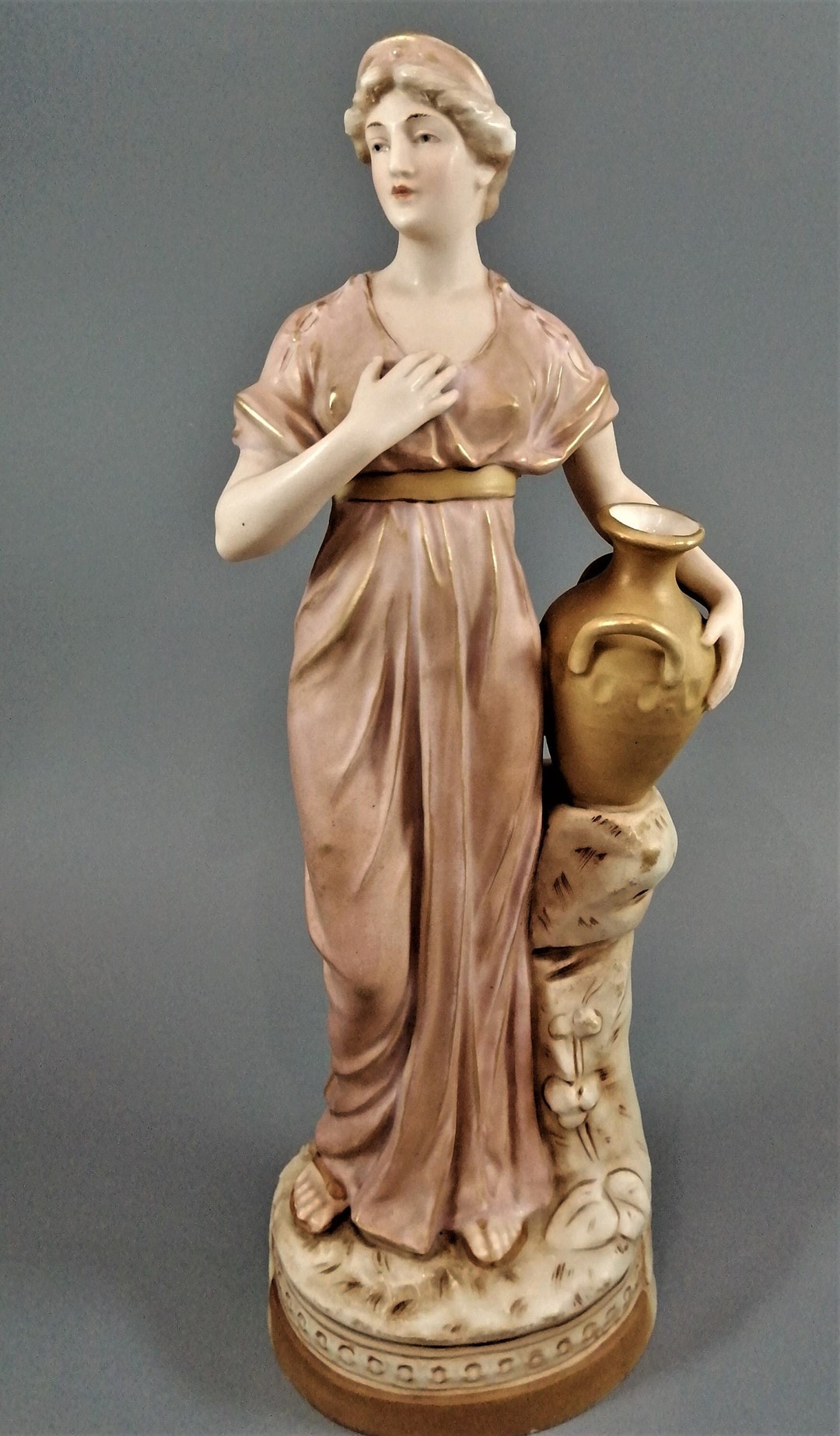 Beautiful Antique Royal Dux Porcelain Figurine Depicting a Lady Holding ...