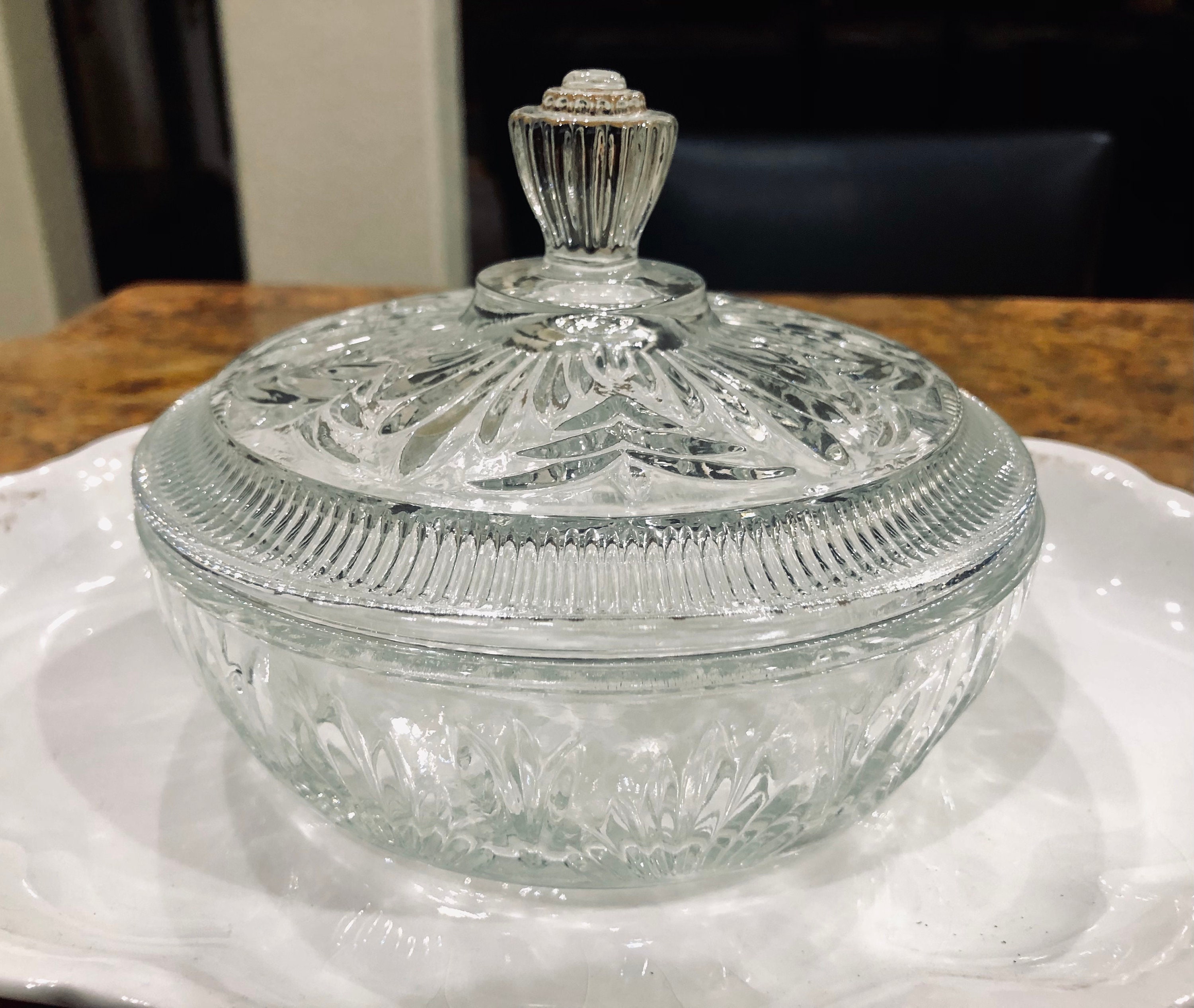 Vintage Avon Crystal Dish and Lid - Etsy