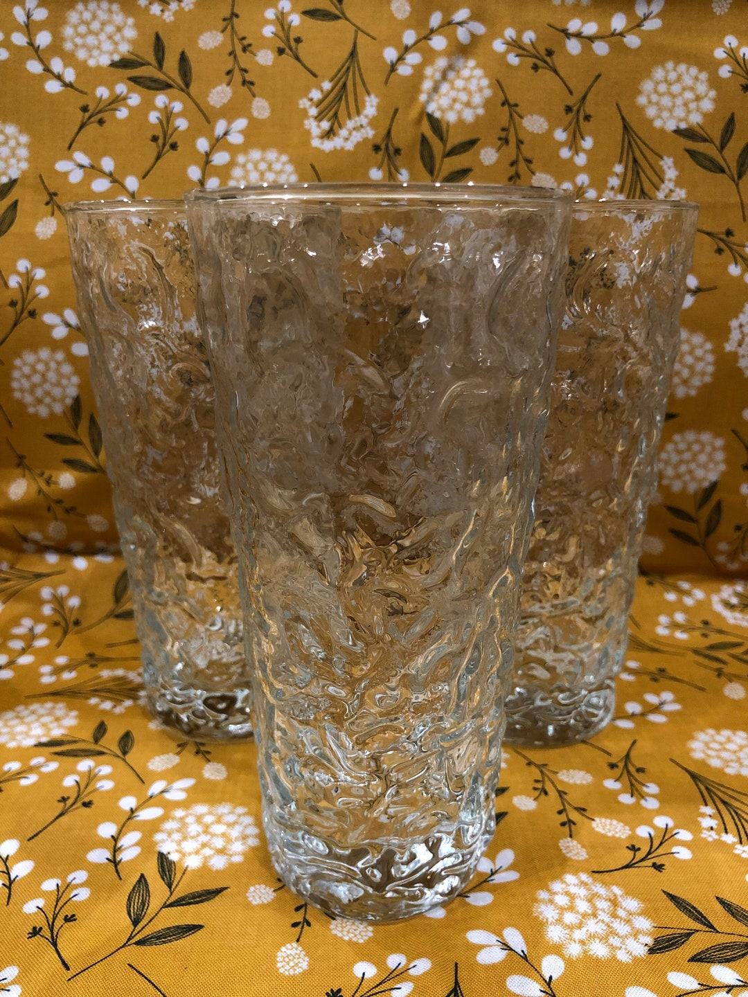 Vintage Crinkle Glasses Set of 3 - Etsy