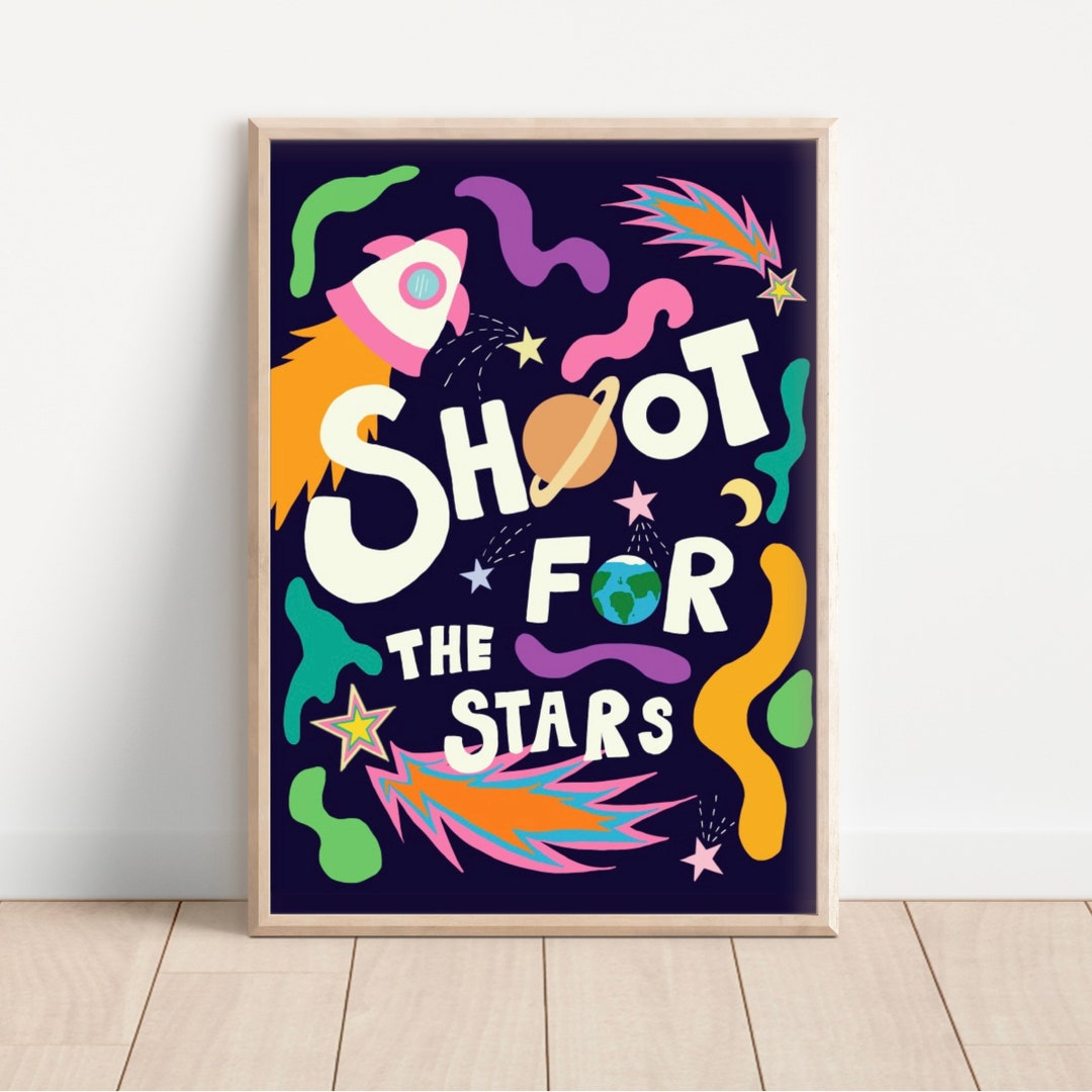 Shoot for the Stars Growth Mindset Print for Nursery/bedroom/playroom ...