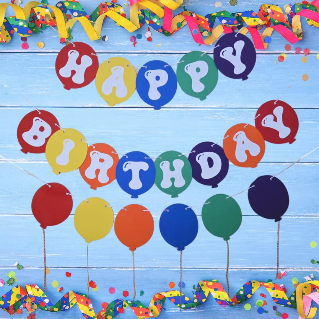Happy Birthday Balloon Banner/customizable/personalized /balloon ...
