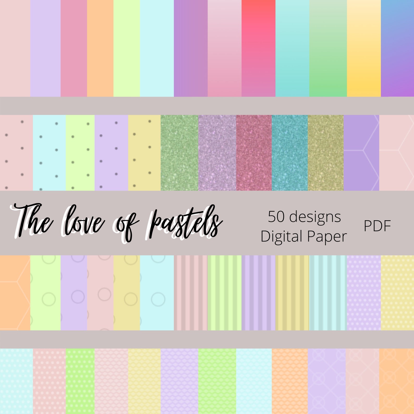Digital Scrapbook Paper in Matte Pastel Colors and With Shapes. 50 ...
