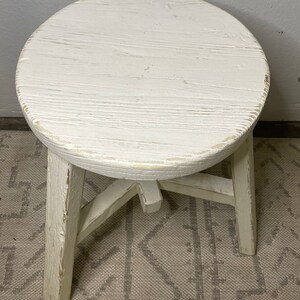 White Wash Elm Wood Round Stool Weathered / Round Side Table size ...