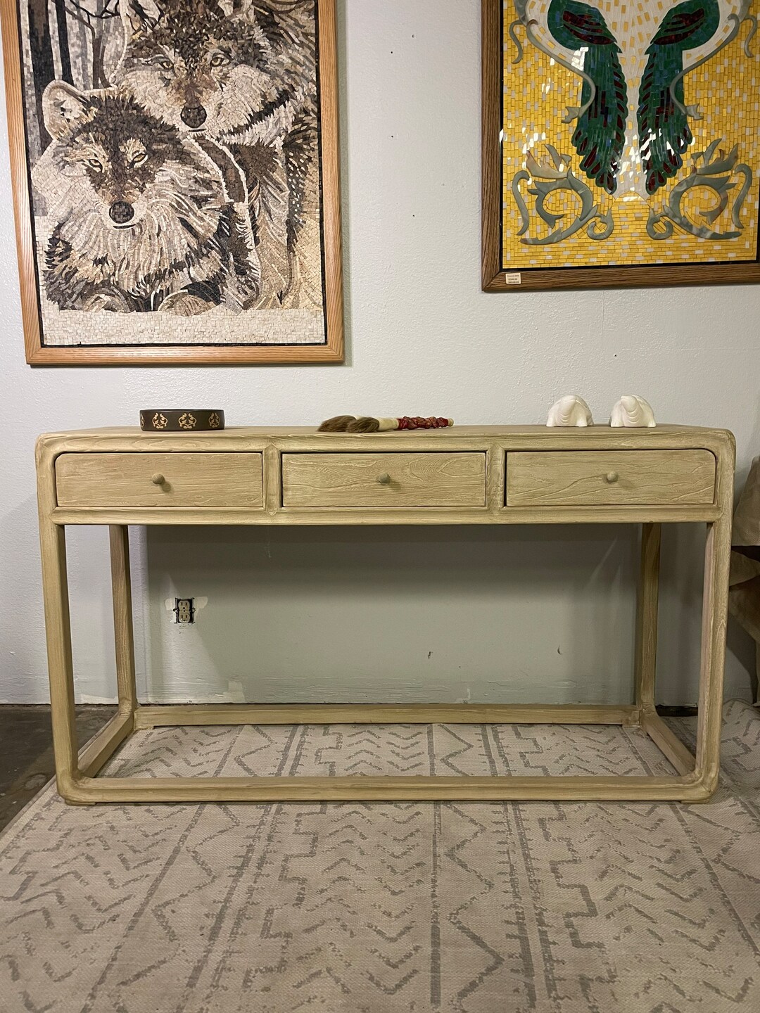 Hand Made Ming Console Table With 3 Drawers-weathered - Etsy
