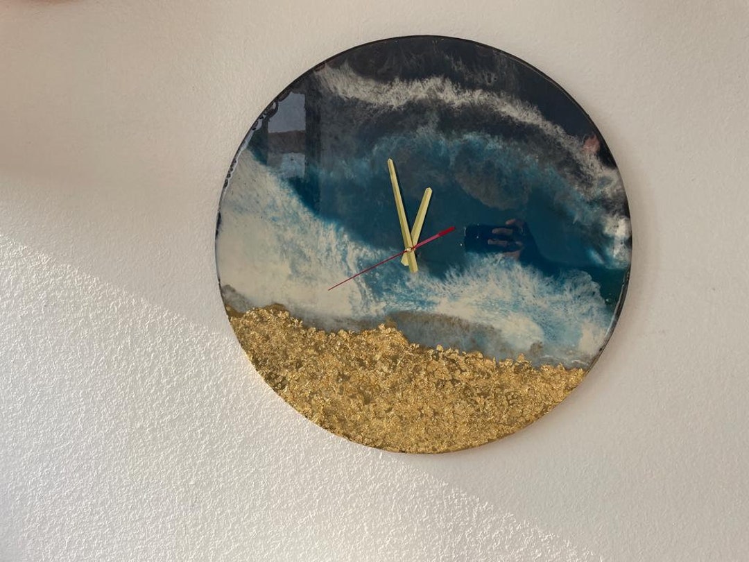 Blue Ocean Resin Epoxy Wall Clock 23.5 Inches Diameter Handmade Gift - Etsy