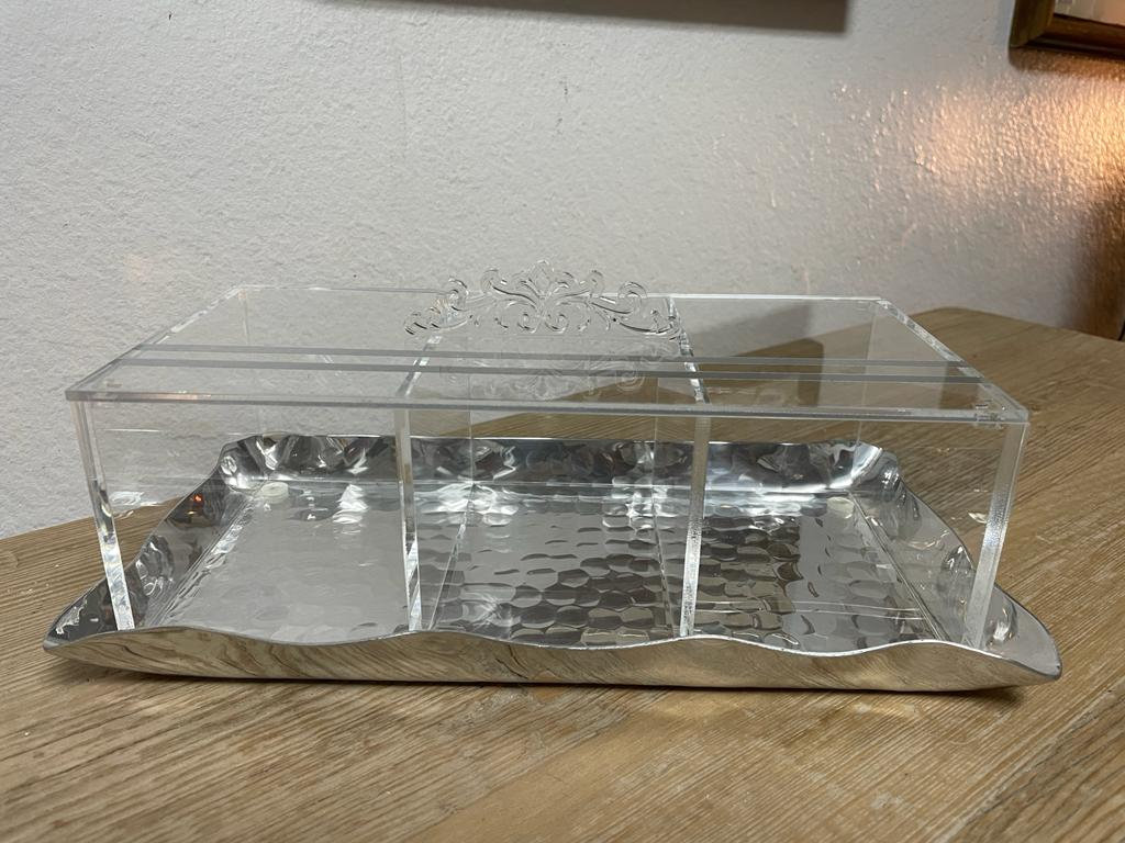 Acrylic Condiments Organizer Cover With Hand Hammered Aluminum | Etsy