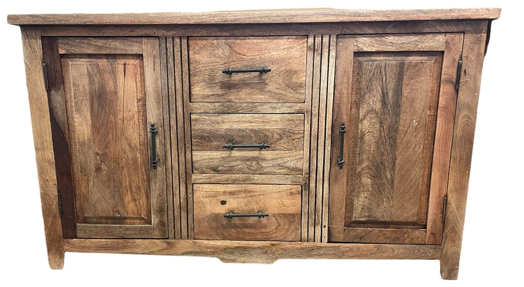 Handmade Vintage Antique Solid Wood Buffet Indian Sideboard Carved ...