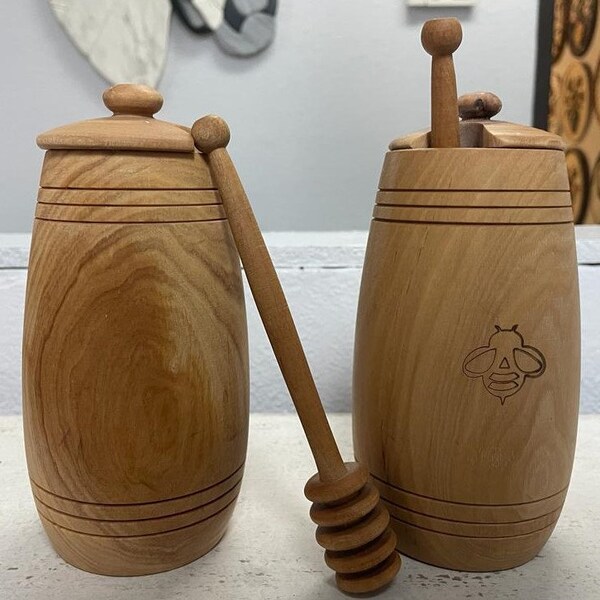 Wooden Honey Pot - Etsy