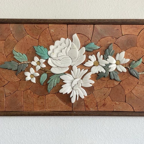 Flowers Mosaic 3D Wall Art natural Stone Arch Shape Wall - Etsy