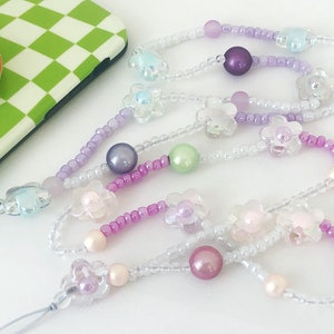 Phone Charm Pastel Phone Charm Pink Beaded Phone Strap - Etsy
