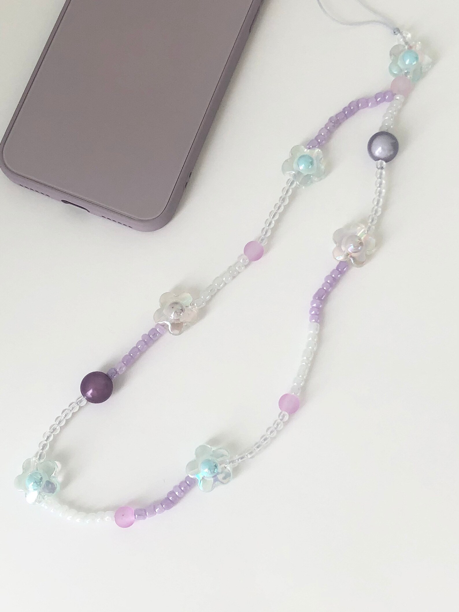 Phone Charm Pastel Phone Charm Pink Beaded Phone Strap - Etsy