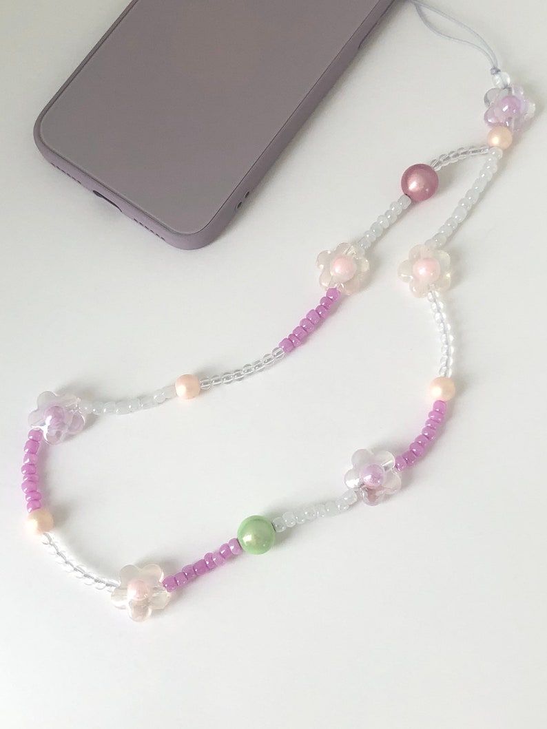 Phone Charm Pastel Phone Charm Pink Beaded Phone Strap - Etsy