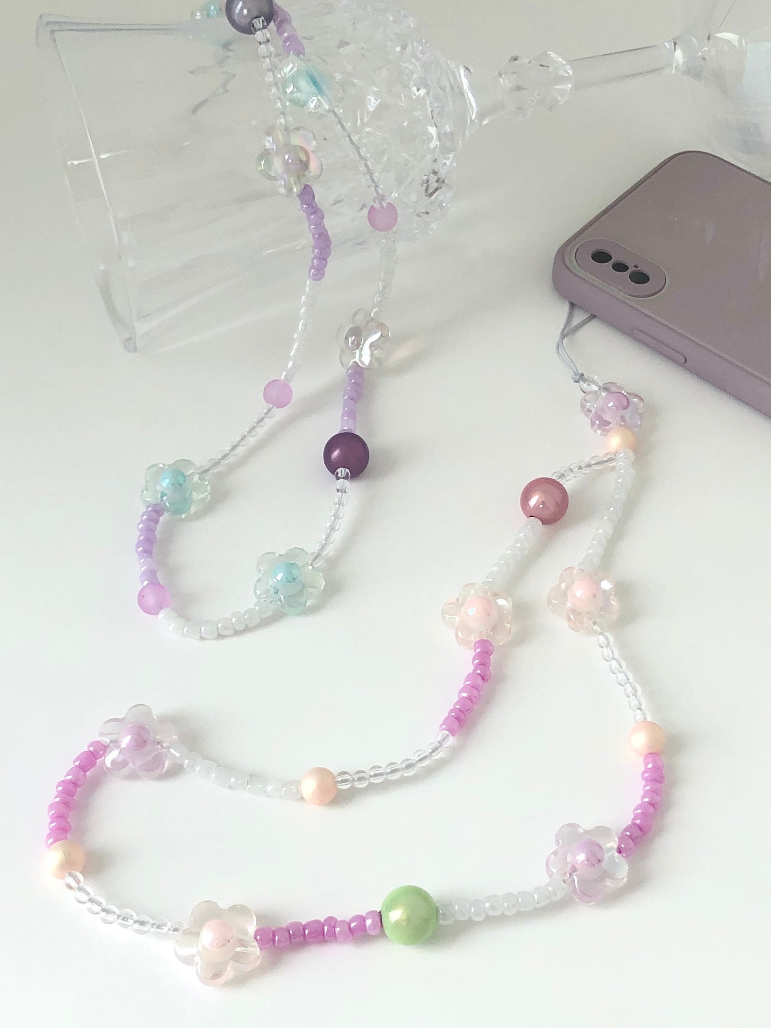 Phone Charm Pastel Phone Charm Pink Beaded Phone Strap - Etsy