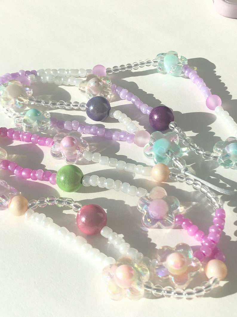 Phone Charm Pastel Phone Charm Pink Beaded Phone Strap - Etsy