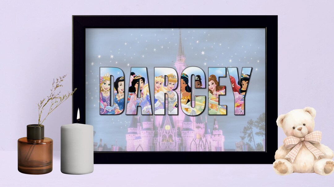Personalized Disney Princess Word Art Print Custom Name & Quote Nursery ...