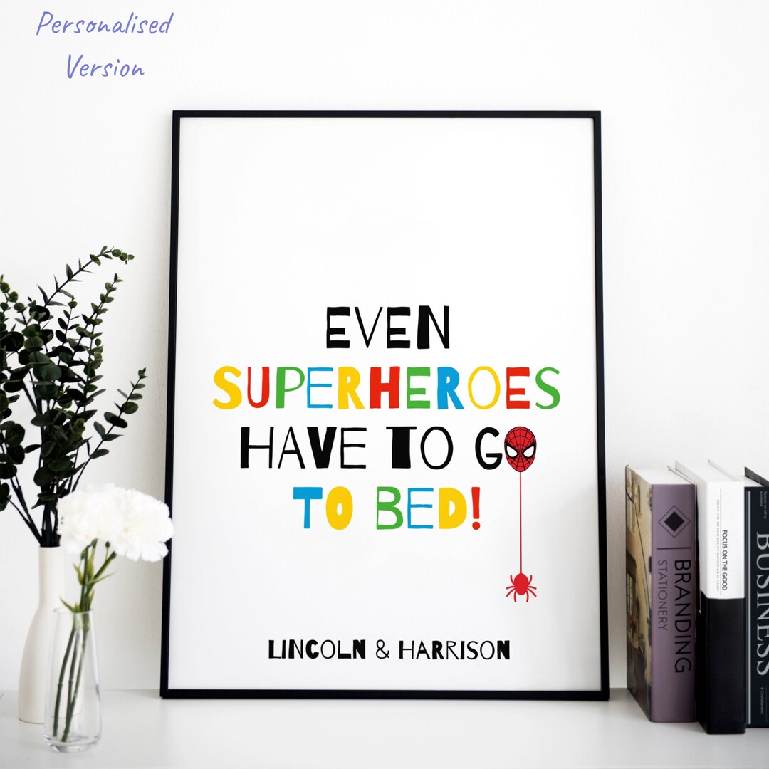 Superhero Personalised Bedtime Poster Customizable Wall Art for ...