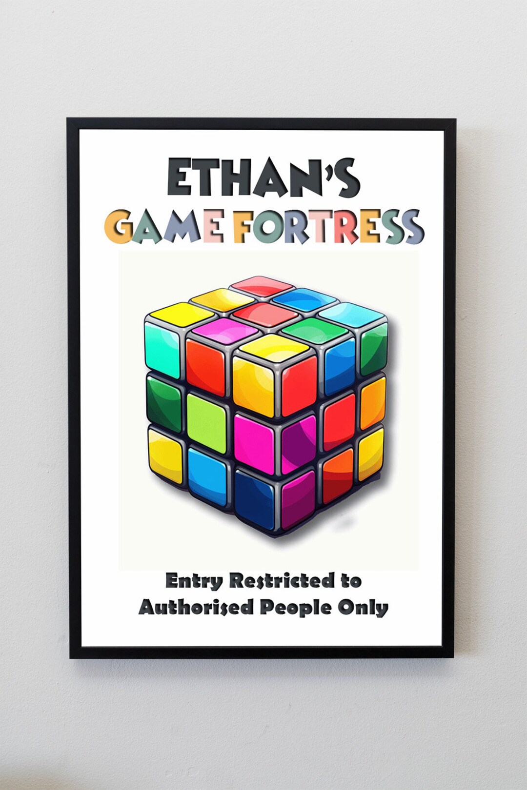 Personalized Rubik Cube Gamer Room Sign | Custom Name in Vibrant ...