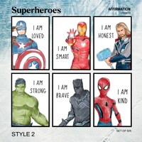 Superhero Prints Set: Positive Affirmations, Playroom Decor (A4 Digital ...