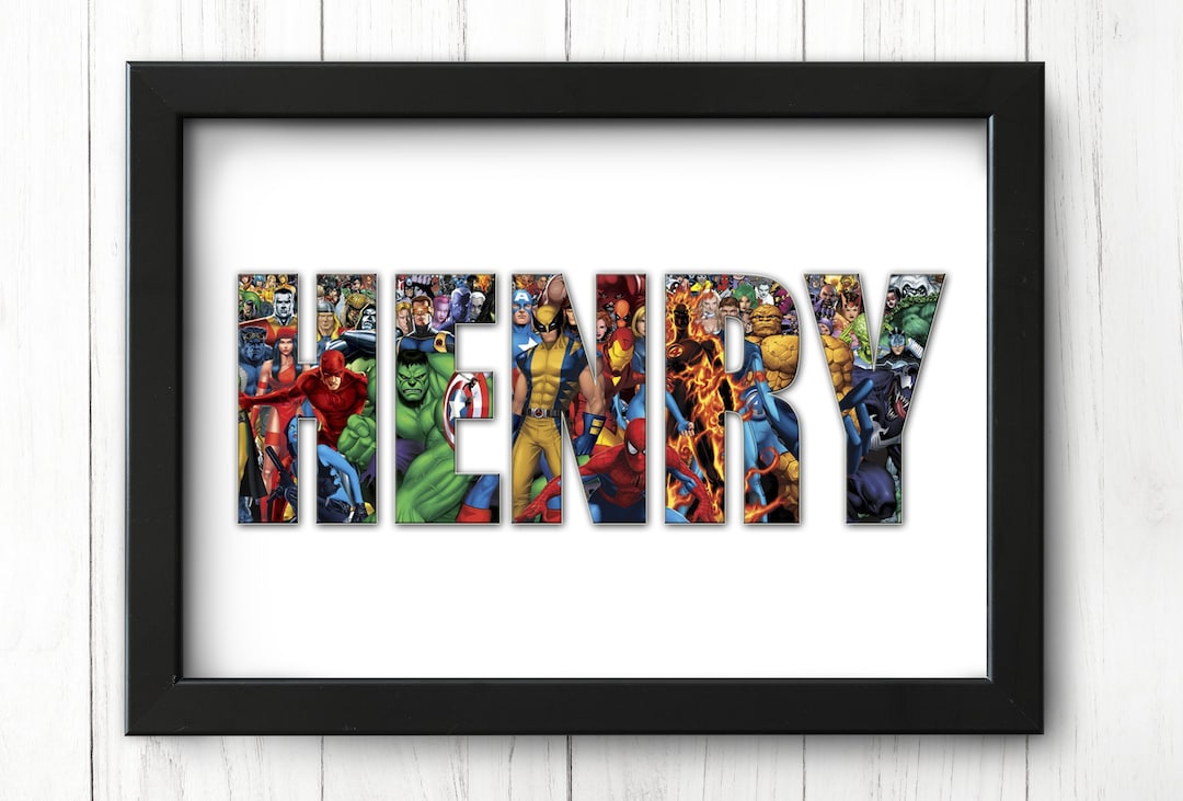 Heroic Personalised Marvel Name Poster / Wall Art - Unique Kids Gift ...