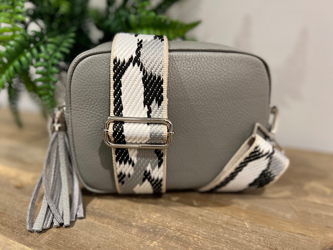 Light Grey Leather Crossbody Bag, Camera Bag, Leather Tassle, Crossbody ...