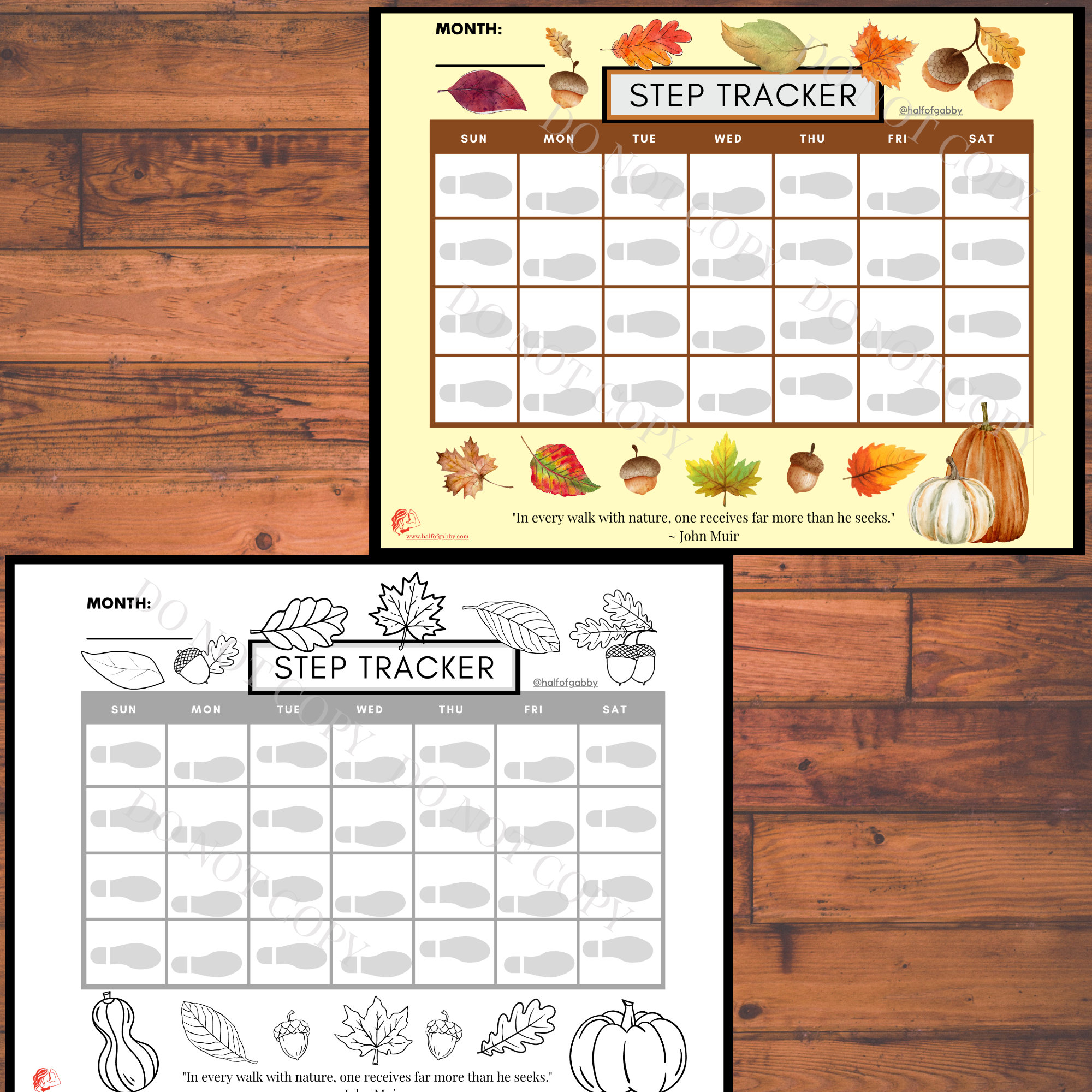 Fall Step Tracker Autumn Step Log Step Tracker Walk Log Exercise ...
