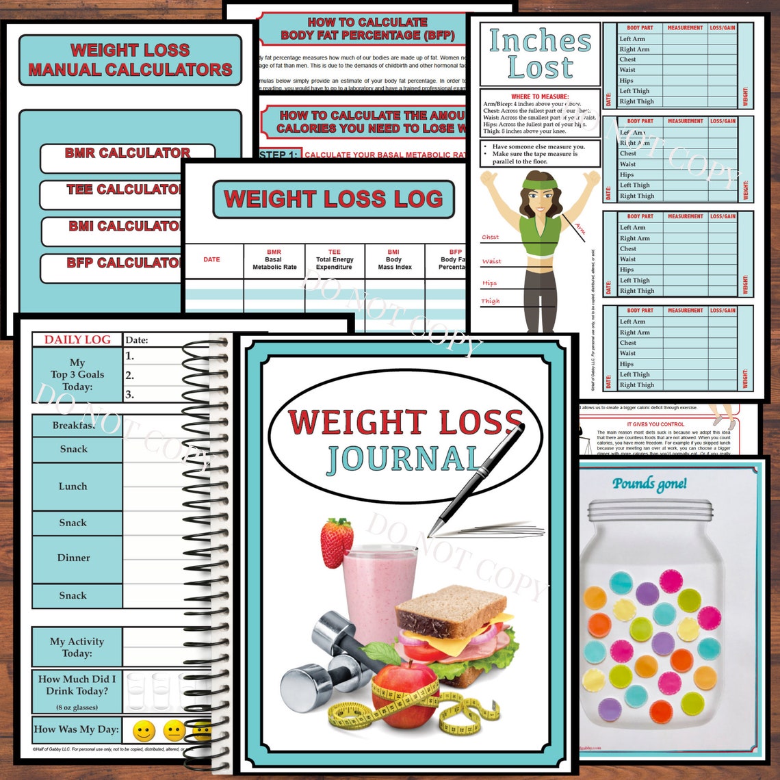 Weight Loss Journal Diet Log Measurement Log Weight Log Food Log Food ...