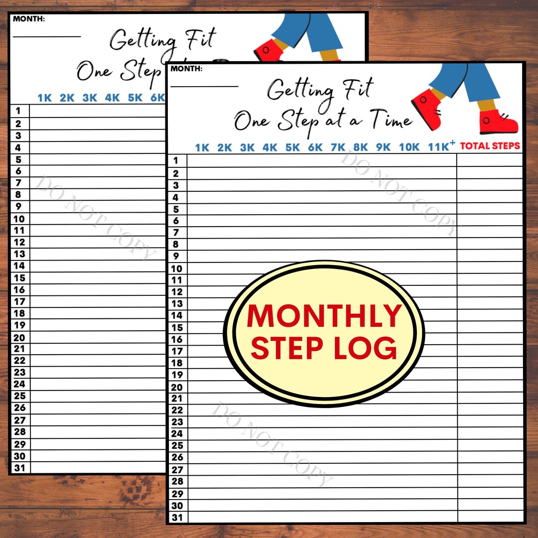 Step Tracker Monthly Step Log Monthly Step Tracker Step - Etsy