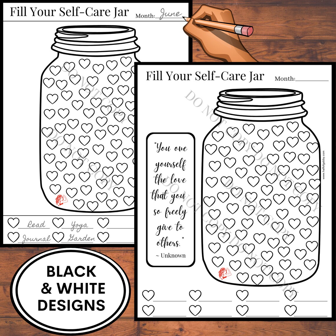 Self-care Jar Self-care Worksheets Self Care Printable Self-care ...