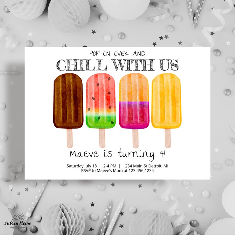 Popsicle Birthday Invitation Template | Editable Popsicle Birthday ...